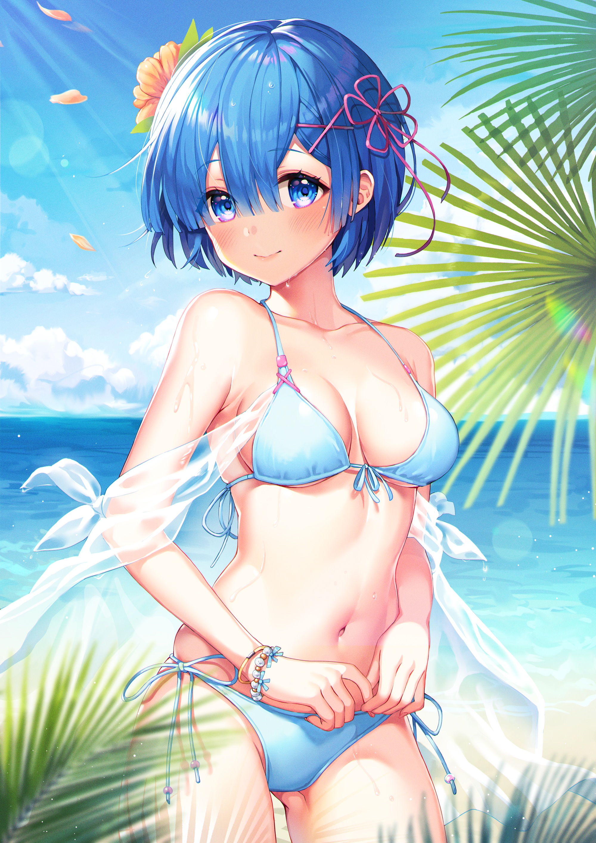 satchely re zero kara hajimeru isekai seikatsu rem (re zero) bikini see through swimsuits wet ...